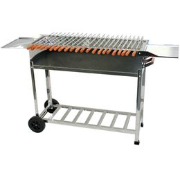 walexo Holzkohlegrill Mangal mit Rollen (inkl. 22 Spieße aus Edelstahl mit Holzgriff)