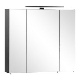 Lomadox Spiegelschrank MASON-80 schwarz matt Badezimmerschrank Aufsatzleuchte 80x74,4x16 cm