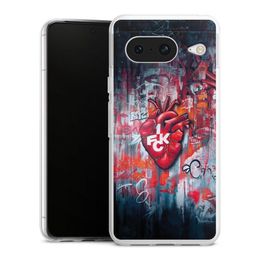 DeinDesign Handyhülle 1. FCK Herz 1. FC Kaiserslautern 1.FCK Herz, Google Pixel 8 Silikon Hülle Bumper Case Handy Schutzhülle, weiß, transparent