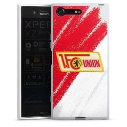 DeinDesign Handyhülle Offizielles Lizenzprodukt 1. FC Union Berlin Logo, Sony Xperia XZ Premium Silikon Hülle Bumper Case Handy Schutzhülle, weiß