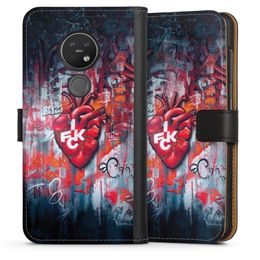 DeinDesign Handyhülle 1. FCK Herz 1. FC Kaiserslautern 1.FCK Herz, Nokia 6.2 Hülle Handy Flip Case Wallet Cover Handytasche Leder, schwarz