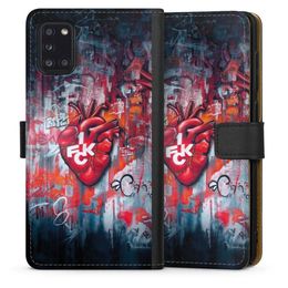DeinDesign Handyhülle 1. FCK Herz 1. FC Kaiserslautern 1.FCK Herz, Samsung Galaxy A31 Hülle Handy Flip Case Wallet Cover, schwarz