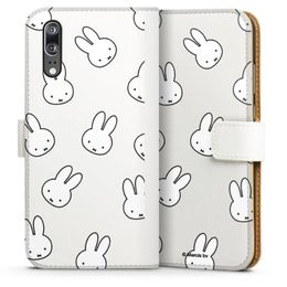 DeinDesign Handyhülle Miffy Muster transparent Miffy Pattern Transparent, Huawei P20 Hülle Handy Flip Case Wallet Cover Handytasche Leder, weiß