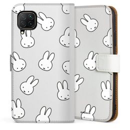 DeinDesign Handyhülle Miffy Muster transparent Miffy Pattern Transparent, Huawei P40 Lite Hülle Handy Flip Case Wallet Cover Handytasche Leder, weiß