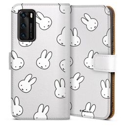 DeinDesign Handyhülle Miffy Muster transparent Miffy Pattern Transparent, Huawei P40 Hülle Handy Flip Case Wallet Cover Handytasche Leder, weiß