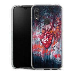 DeinDesign Handyhülle 1. FCK Herz 1. FC Kaiserslautern 1.FCK Herz, Xiaomi Redmi Note 7 Silikon Hülle Bumper Case Handy Schutzhülle, weiß, transparent