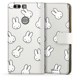 DeinDesign Handyhülle Miffy Muster transparent Miffy Pattern Transparent, Huawei Honor 8 Hülle Handy Flip Case Wallet Cover Handytasche Leder, weiß