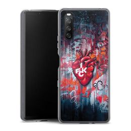 DeinDesign Handyhülle 1. FCK Herz 1. FC Kaiserslautern 1.FCK Herz, Sony Xperia 10 III Silikon Hülle Bumper Case Handy Schutzhülle, weiß, transparent