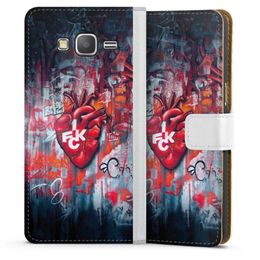 DeinDesign Handyhülle 1. FCK Herz 1. FC Kaiserslautern 1.FCK Herz, Samsung Galaxy Grand Prime Hülle Handy Flip Case Wallet Cover, weiß