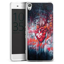 DeinDesign Handyhülle 1. FCK Herz 1. FC Kaiserslautern 1.FCK Herz, Sony Xperia XA Silikon Hülle Bumper Case Handy Schutzhülle, weiß