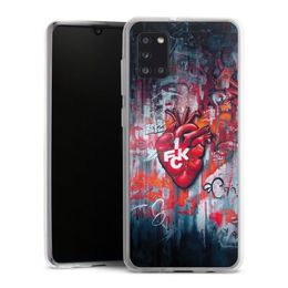 DeinDesign Handyhülle 1. FCK Herz 1. FC Kaiserslautern 1.FCK Herz, Samsung Galaxy A31 Silikon Hülle Bumper Case Handy Schutzhülle, weiß, transparent