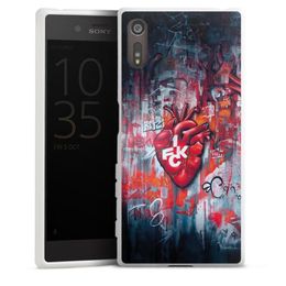 DeinDesign Handyhülle 1. FCK Herz 1. FC Kaiserslautern 1.FCK Herz, Sony Xperia XZ Silikon Hülle Bumper Case Handy Schutzhülle, weiß