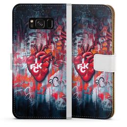 DeinDesign Handyhülle 1. FCK Herz 1. FC Kaiserslautern 1.FCK Herz, Samsung Galaxy S8 Hülle Handy Flip Case Wallet Cover Handytasche Leder, weiß
