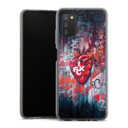 DeinDesign Handyhülle 1. FCK Herz 1. FC Kaiserslautern 1.FCK Herz, Samsung Galaxy A03s Silikon Hülle Bumper Case Handy Schutzhülle, weiß, transparent