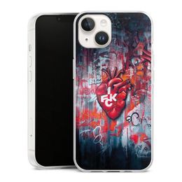DeinDesign Handyhülle 1. FCK Herz 1. FC Kaiserslautern 1.FCK Herz, Apple iPhone 14 Silikon Hülle Bumper Case Handy Schutzhülle, weiß, transparent