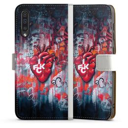 DeinDesign Handyhülle 1. FCK Herz 1. FC Kaiserslautern 1.FCK Herz, Samsung Galaxy A30s Hülle Handy Flip Case Wallet Cover, weiß