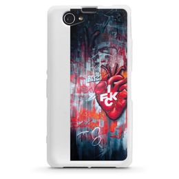 DeinDesign Handyhülle 1. FCK Herz 1. FC Kaiserslautern 1.FCK Herz, Sony Xperia Z1 Compact Silikon Hülle Bumper Case Handy Schutzhülle, weiß