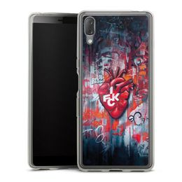 DeinDesign Handyhülle 1. FCK Herz 1. FC Kaiserslautern 1.FCK Herz, Sony Xperia L3 Silikon Hülle Bumper Case Handy Schutzhülle, weiß, transparent