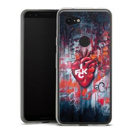 DeinDesign Handyhülle 1. FCK Herz 1. FC Kaiserslautern 1.FCK Herz, Google Pixel 3a Silikon Hülle Bumper Case Handy Schutzhülle, weiß, transparent