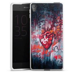 DeinDesign Handyhülle 1. FCK Herz 1. FC Kaiserslautern 1.FCK Herz, Sony Xperia E5 Silikon Hülle Bumper Case Handy Schutzhülle, weiß