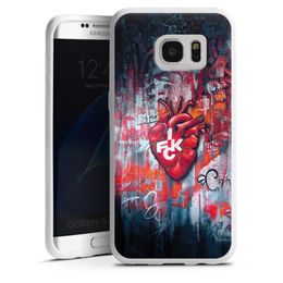 DeinDesign Handyhülle 1. FCK Herz 1. FC Kaiserslautern 1.FCK Herz, Samsung Galaxy S7 Edge Silikon Hülle Bumper Case Handy Schutzhülle, weiß
