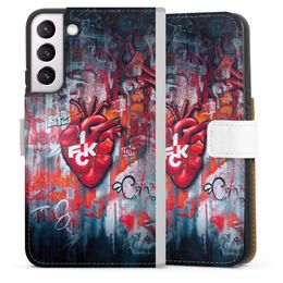 DeinDesign Handyhülle 1. FCK Herz 1. FC Kaiserslautern 1.FCK Herz, Samsung Galaxy S22+ Hülle Handy Flip Case Wallet Cover, weiß