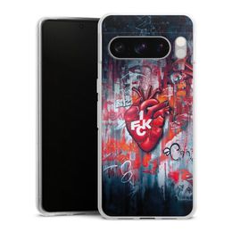 DeinDesign Handyhülle 1. FCK Herz 1. FC Kaiserslautern 1.FCK Herz, Google Pixel 8 Pro Silikon Hülle Bumper Case Handy Schutzhülle, weiß, transparent