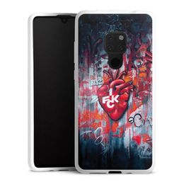 DeinDesign Handyhülle 1. FCK Herz 1. FC Kaiserslautern 1.FCK Herz, Huawei Mate 20 Silikon Hülle Bumper Case Handy Schutzhülle, weiß