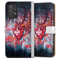 DeinDesign Handyhülle 1. FCK Herz 1. FC Kaiserslautern 1.FCK Herz, Samsung Galaxy A72 Hülle Handy Flip Case Wallet Cover, weiß