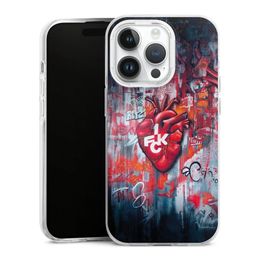DeinDesign Handyhülle 1. FCK Herz 1. FC Kaiserslautern 1.FCK Herz, Apple iPhone 14 Pro Silikon Hülle Bumper Case Handy Schutzhülle, weiß, transparent
