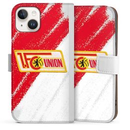 DeinDesign Handyhülle Offizielles Lizenzprodukt 1. FC Union Berlin Logo, Apple iPhone 14 Hülle Handy Flip Case Wallet Cover Handytasche Leder, weiß