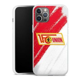 DeinDesign Handyhülle Offizielles Lizenzprodukt 1. FC Union Berlin Logo, Apple iPhone 12 Pro Max Silikon Hülle Bumper Case Handy Schutzhülle, weiß