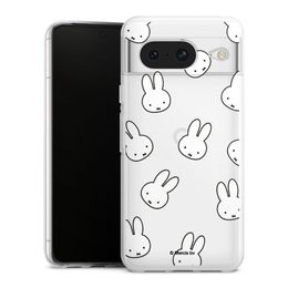 DeinDesign Handyhülle Miffy Muster transparent Miffy Pattern Transparent, Google Pixel 8 Silikon Hülle Bumper Case Handy Schutzhülle, weiß