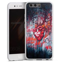 DeinDesign Handyhülle 1. FCK Herz 1. FC Kaiserslautern 1.FCK Herz, Huawei P10 Silikon Hülle Bumper Case Handy Schutzhülle, weiß
