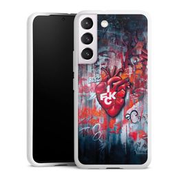 DeinDesign Handyhülle 1. FCK Herz 1. FC Kaiserslautern 1.FCK Herz, Samsung Galaxy S22 Silikon Hülle Bumper Case Handy Schutzhülle, weiß