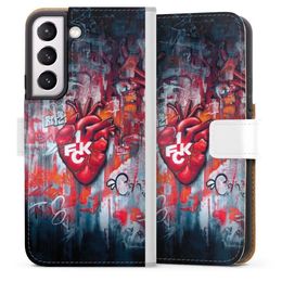 DeinDesign Handyhülle 1. FCK Herz 1. FC Kaiserslautern 1.FCK Herz, Samsung Galaxy S22 Hülle Handy Flip Case Wallet Cover, weiß