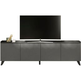 Lowboard Inosign "Tray, Breite 241, TV-Bank mit 4 Türen" Sideboards Gr. B/H/T: 241 cm x 72 cm x 42 cm, grau (steingrau ardesia, bleigrau piombo) Top "Tablet", Push-to-open Funktion