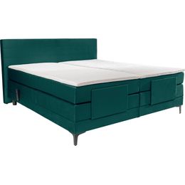 Boxspringbett Alina "Powell", gr&uuml;n (opalgr&uuml;n dmo 123), B:172cm L:212cm, Samt DMO (100% Polyester), Komplettbetten, Boxspringbett, inkl. Motor, Matratze und Topper, in unterschiedlichen Ausf&uuml;hrungen