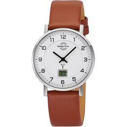 Funkuhr MASTER TIME "Advanced, MTLS-10741-12L" Armbanduhren braun Damen Quarzuhren Armbanduhr, Quarzuhr, Damenuhr, Datum