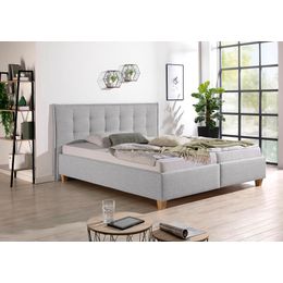 Polsterbett Maintal, grau, B:198cm L:213cm, Betten, Polsterbett ohne Bettkasten Polsterbett, inklusive Bettkasten
