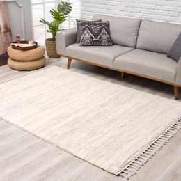 Hochflor-Teppich Carpet City "Pulpy 524" Teppiche Gr. B/L: 240 cm x 340 cm, 30 mm, 1 St., beige (creme) Esszimmerteppiche besonders weich, mit Fransen, Meliert