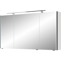 Spiegelschrank SAPHIR "Serie 7045 Badezimmer-Spiegelschrank inkl. LED-Beleuchtung, 3 Türen" Schränke Gr. B/H/T: 133,2 cm x 70,3 cm x 17 cm, LED-Aufsatzleuchte in Chrom, 3 St., weiß (weiß glanz) Badschrank 133,2 cm breit, inkl. LEDplus Schalter und Türdämpfer