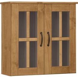 Hängeschrank Home Affaire "Rodby", beige (natur gebeizt, gewachst), B:60cm H:60cm T:25cm, Massivholz, Schränke, FSC-zertifiziertes Massivholz, Griffe Metall, Breite 60cm, Höhe 60cm