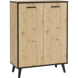 Mehrzweckschrank FMD "Plau" Schränke Gr. B/H/T: 68,5 cm x 93,5 cm x 33 cm, 2 St., braun (artisan eiche nb) Mehrzweckschränke Breite 68,5 cm