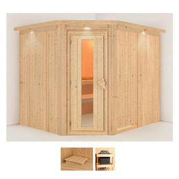 Karibu Sauna "Marit" Saunen ohne Ofen beige (naturbelassen)