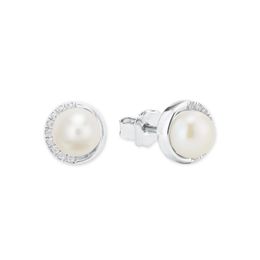 Paar Ohrstecker s.Oliver "2022749" Ohrringe Gr. Silber 925 (Sterlingsilber)-Perlen, bunt (silberfarben, weiß) Damen Ohrstecker mit Süßwasserzuchtperle