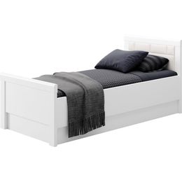 Einzelbett Priess "Arnsberg", weiß (lichtweiß, weiß), B:108cm L:208cm, Betten, Kinder-Einzelbett Jugendbett Bettgestell, Komfortliegehöhe