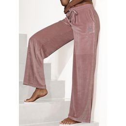 Nickihose Vivance "-Loungehose" Gr. 32/34, N-Gr, rosa (altrosa) Damen Hosen mit glänzendem Schmucksteinchen Wording