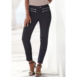 Jeggings Vivance Gr. 42, N-Gr, schwarz Damen Hosen Vivance mit Zipperdetails, elastische Skinny-Jeans, Basic