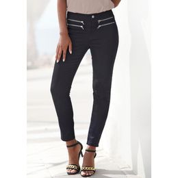 Jeggings Vivance Gr. 44, N-Gr, schwarz Damen Hosen Vivance mit Zipperdetails, elastische Skinny-Jeans, Basic